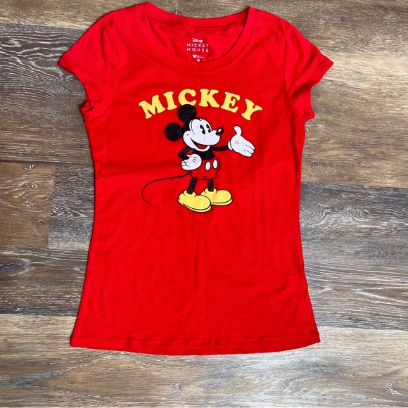 Disney | Tops | Disney Womens Mickey Mouse Tee Shirt Red Top Sz Med ...